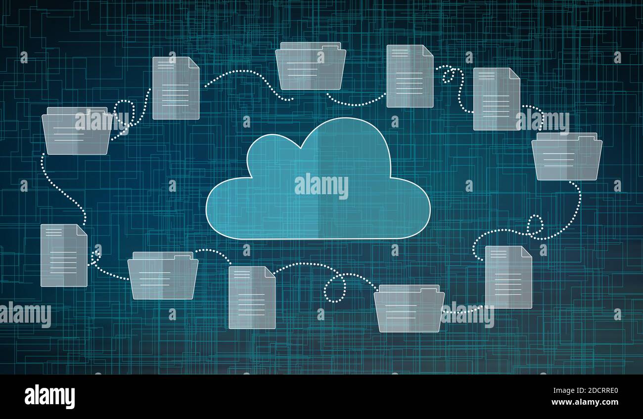 Illustration of a cloud storage concept Stock Photo - Alamy