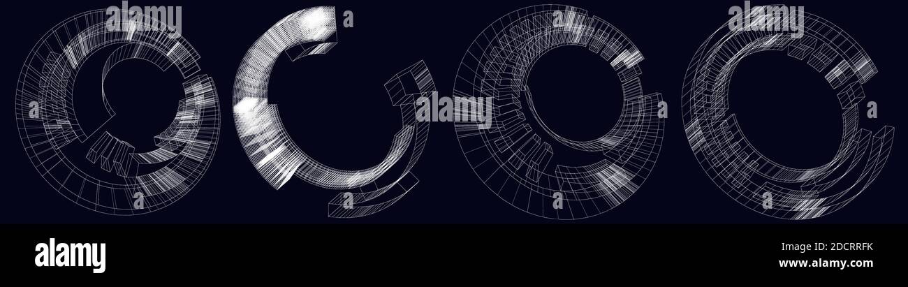 Wire-frame 3d Abstract Sci-Fi Object. Geometric Sci-fi, Cybernetics ...