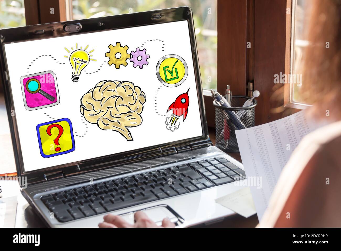 Laptop screen showing problem solving concept Stock Photo - Alamy
