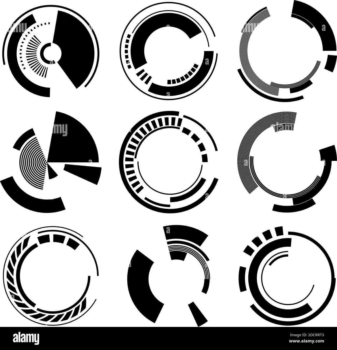 Geometric Sci-fi, Cybernetics, Cyber segmented circle, ring design element. Abstract HUD, GUI ...