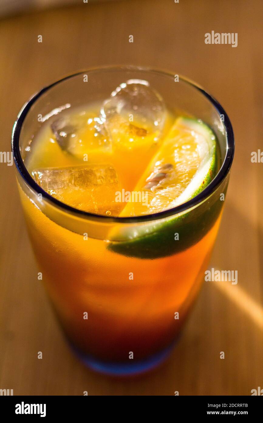 A glass of cocktail drink at a ba in Boracay Island, Philippines Stock ...