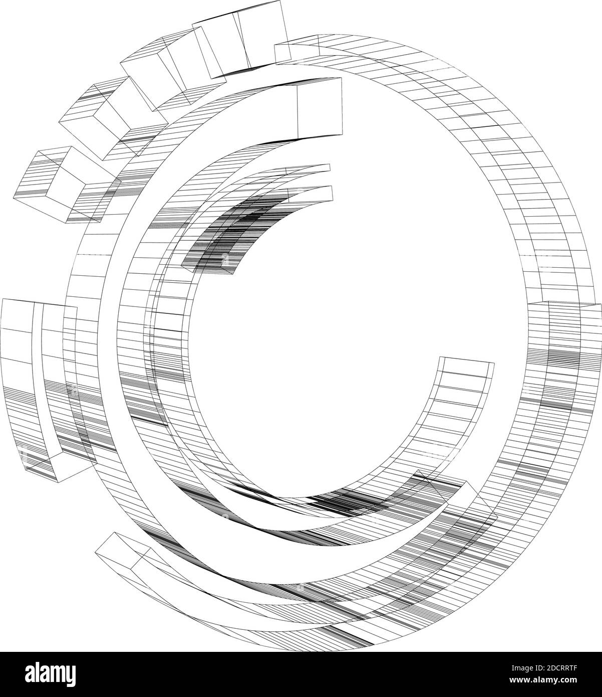 Geometric Sci-fi, Cybernetics, Cyber segmented circle, ring design ...