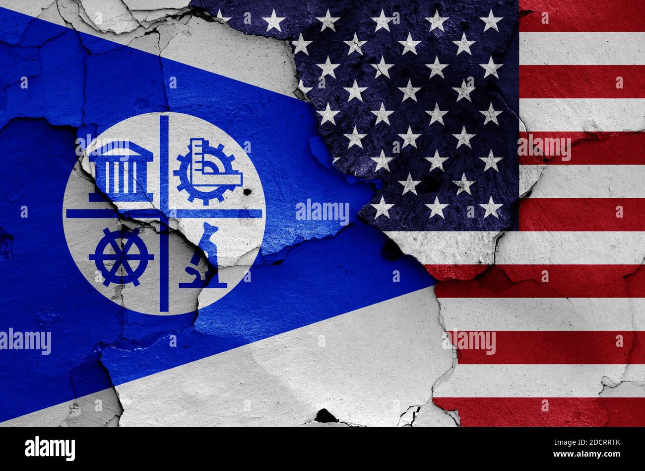 flags of Minneapolis and USA painted on cracked wall Stock Photo - Alamy