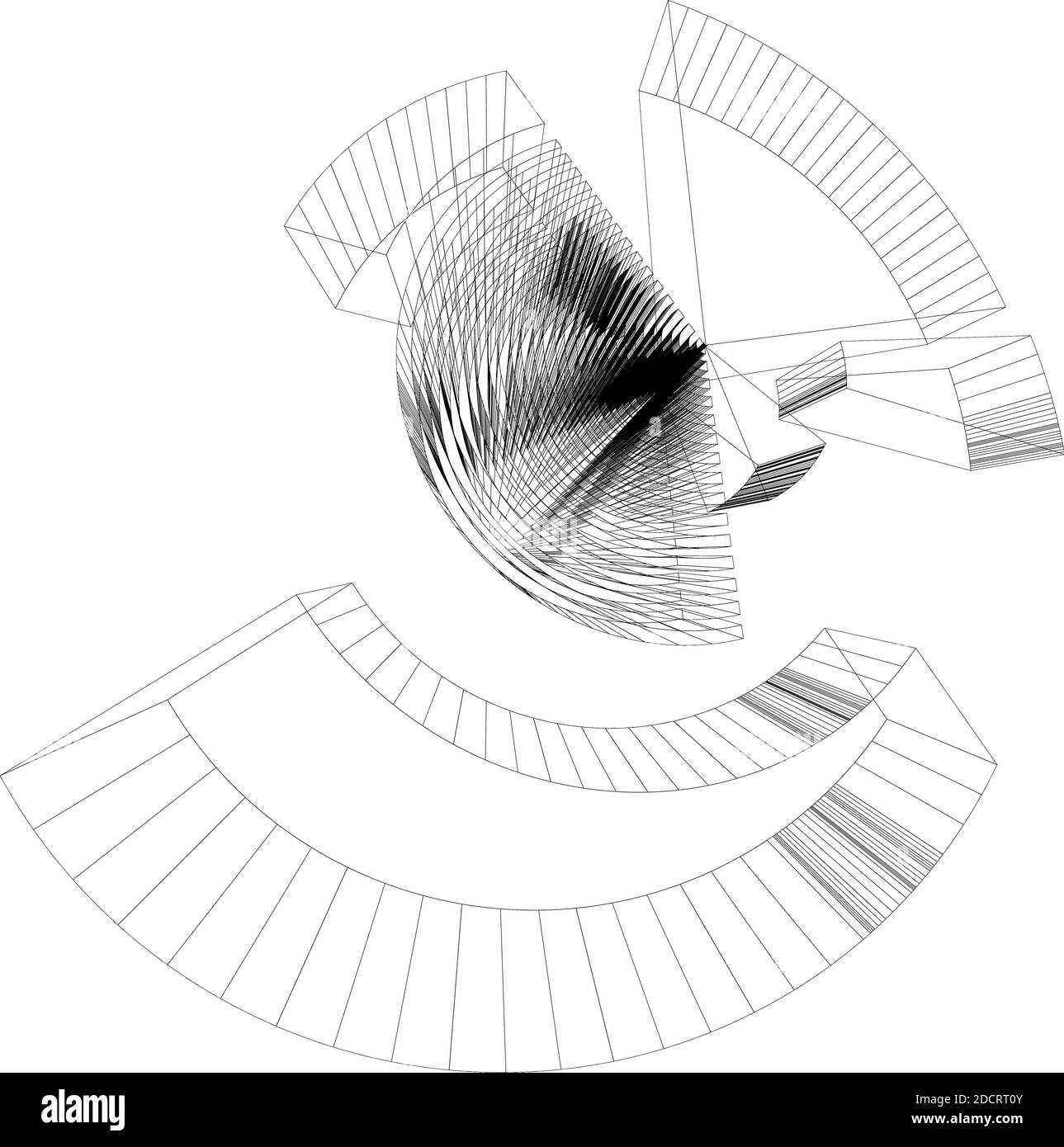 Wire-frame 3d Object - Geometric Sci-fi, Cybernetics, Cyber segmented ...