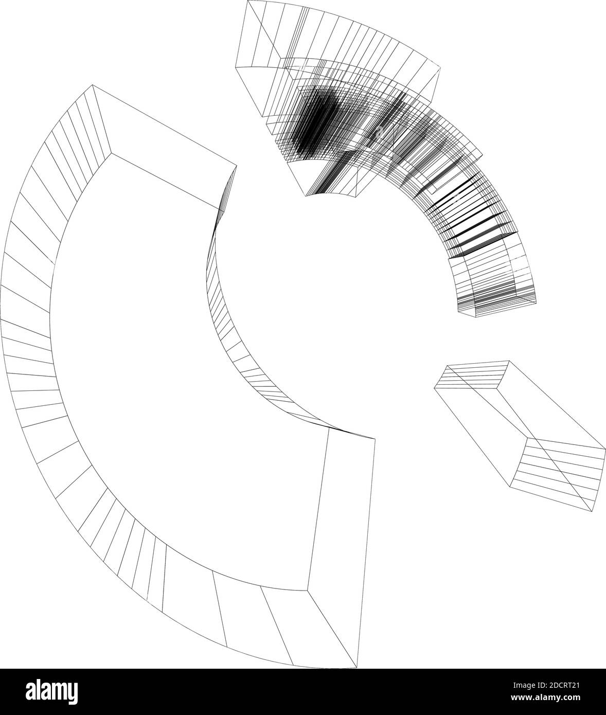 Wire-frame 3d Object - Geometric Sci-fi, Cybernetics, Cyber segmented ...