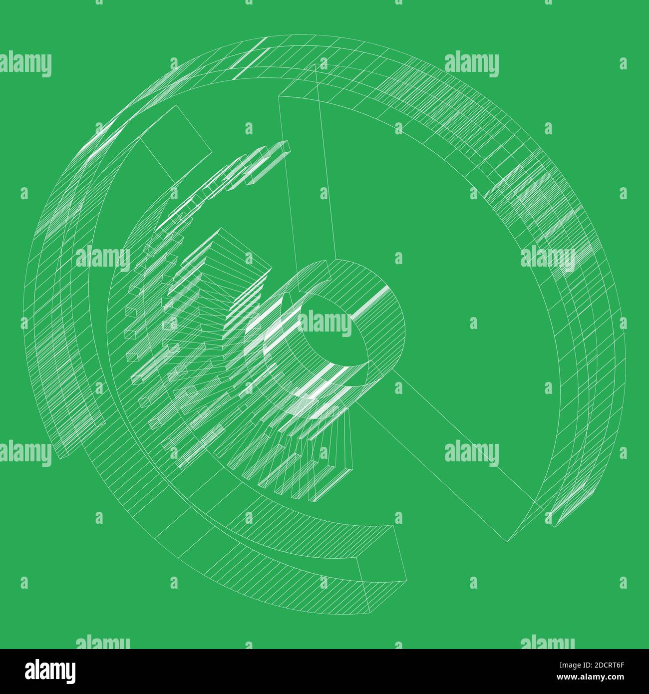Wire-frame 3d Object - Geometric Sci-fi, Cybernetics, Cyber segmented ...