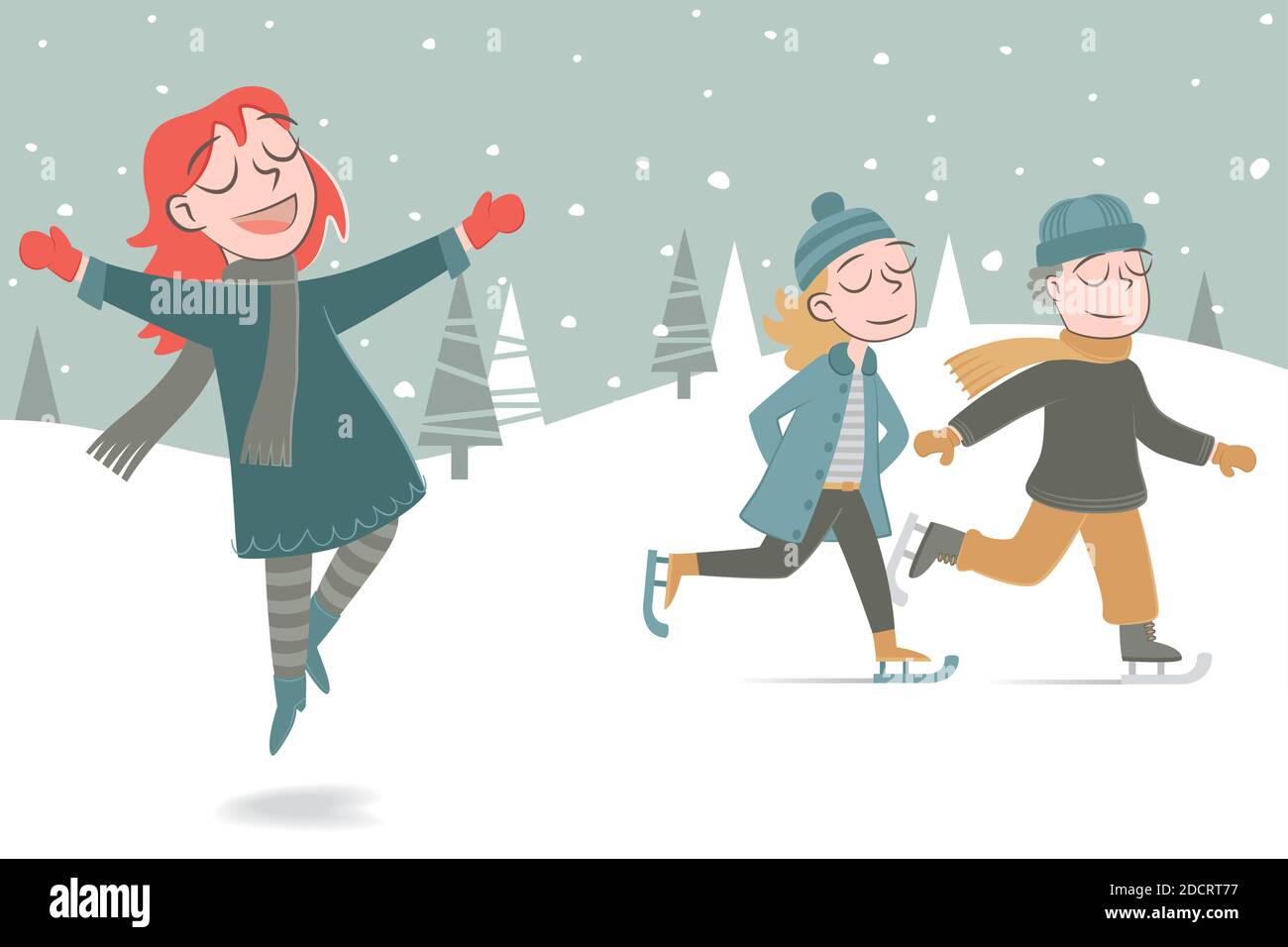 Vintage snow children Stock Vector Images - Alamy