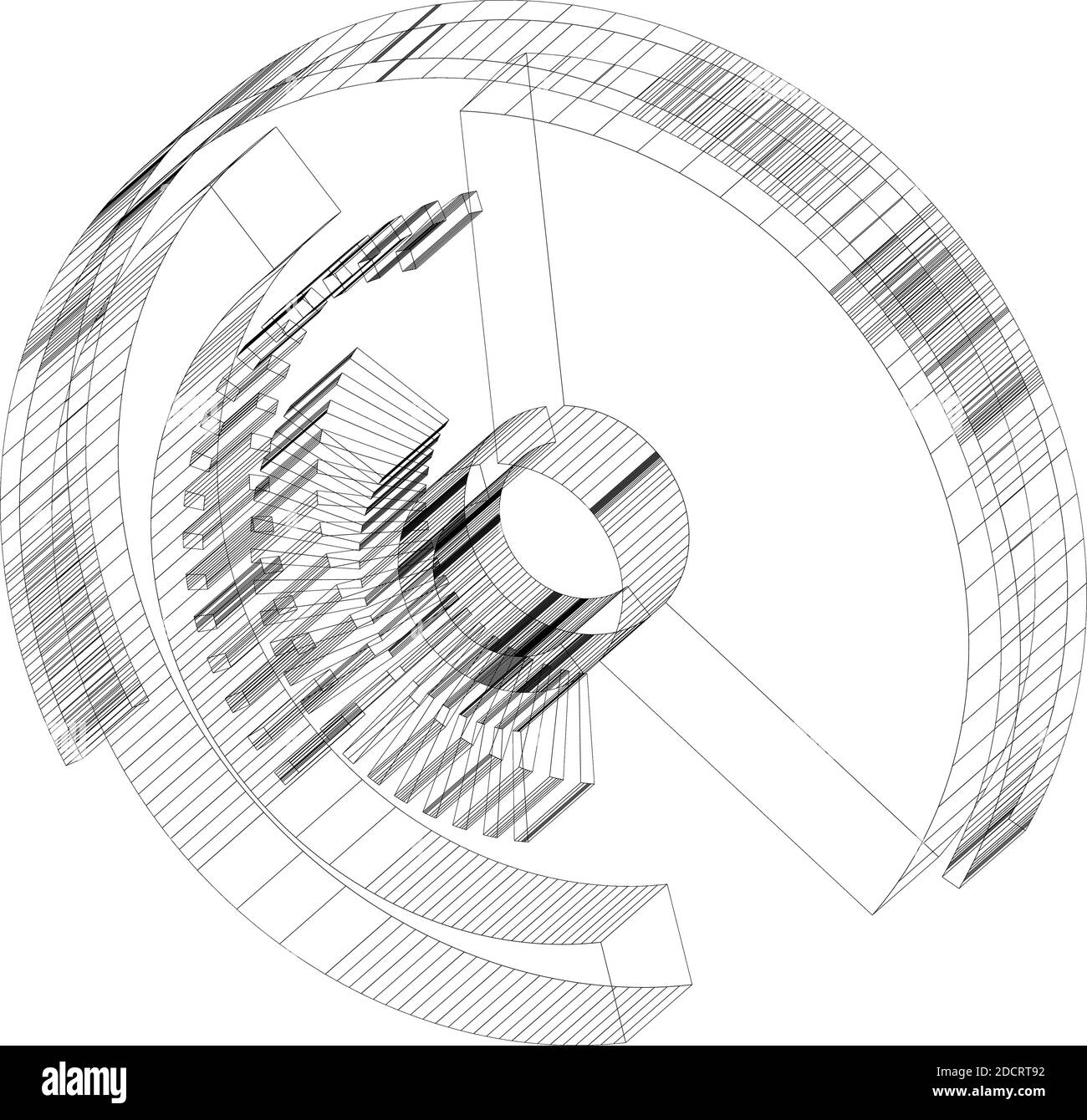 Wire-frame 3d Object - Geometric Sci-fi, Cybernetics, Cyber segmented ...