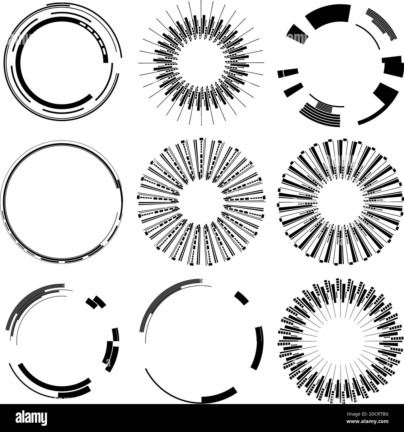 Geometric HUD, sc-fi GUI, UI circular elements. Geometric circle vector ...