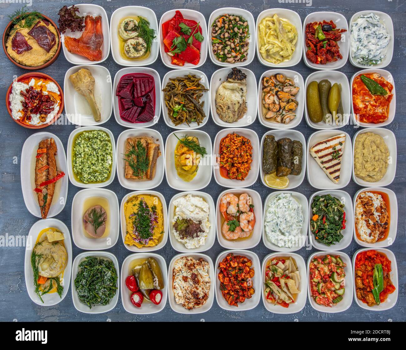 Turkish cuisine appetizers. Balık restaurant meze çeşitleri; Cold ...