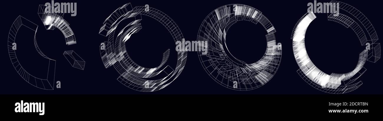 Wire-frame 3d Abstract Sci-Fi Object. Geometric Sci-fi, Cybernetics ...