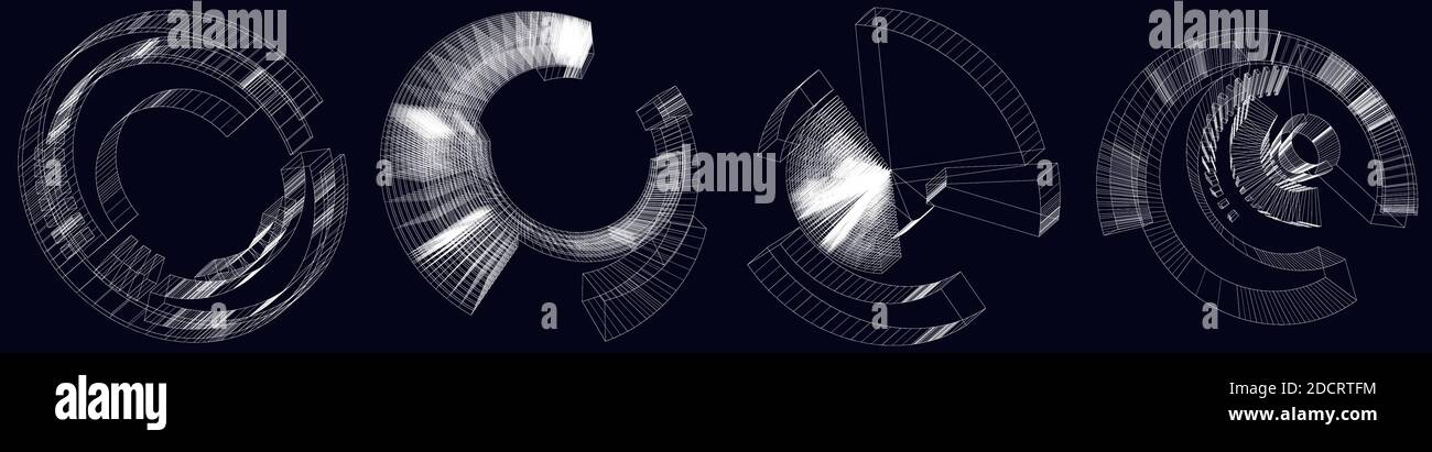 Wire-frame 3d Abstract Sci-Fi Object. Geometric Sci-fi, Cybernetics ...