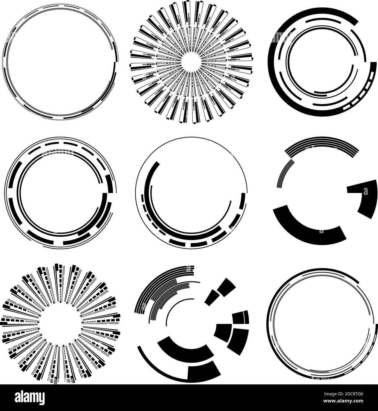 Geometric HUD, sc-fi GUI, UI circular elements. Geometric circle vector ...