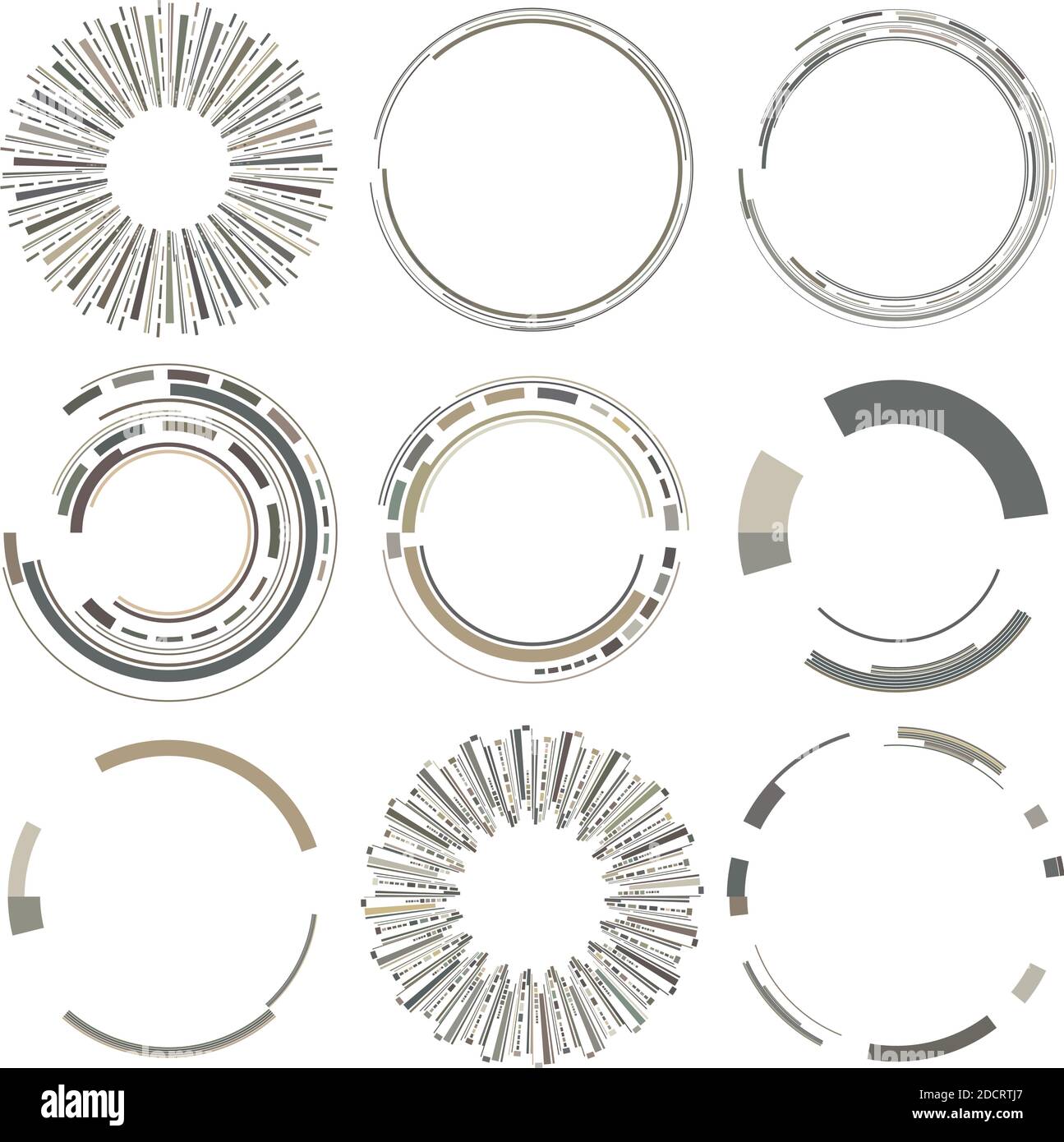 Geometric HUD, sc-fi GUI, UI circular elements. Geometric circle vector ...