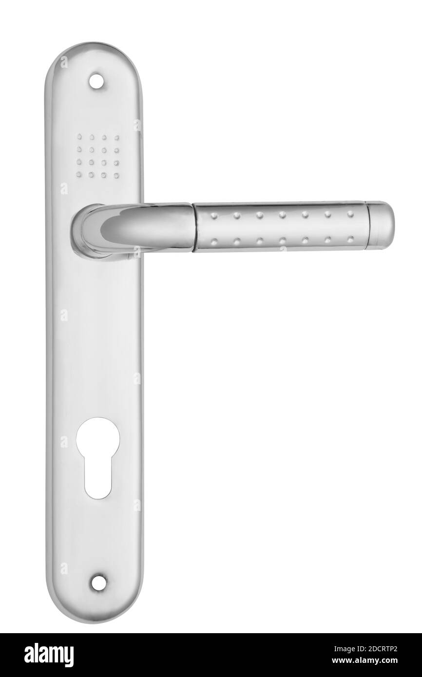 Metal door handle isolated on white background Stock Photo - Alamy