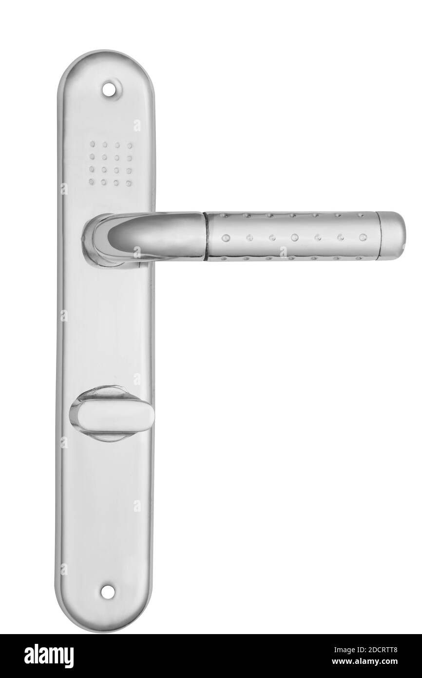 Metal door handle isolated on white background Stock Photo - Alamy