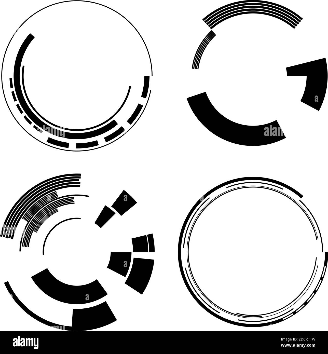 Geometric HUD, sc-fi GUI, UI circular elements. Geometric circle vector ...