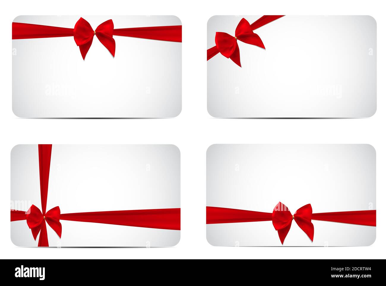 Gift Card Template Collection Set with Silk Red Ribbon and Bow ...