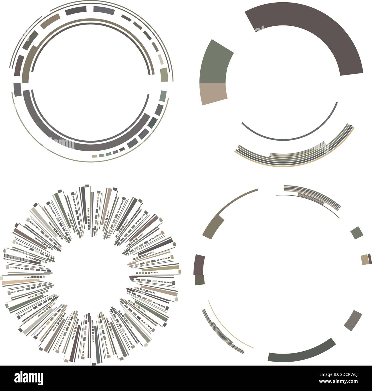 Geometric HUD, sc-fi GUI, UI circular elements. Geometric circle vector ...