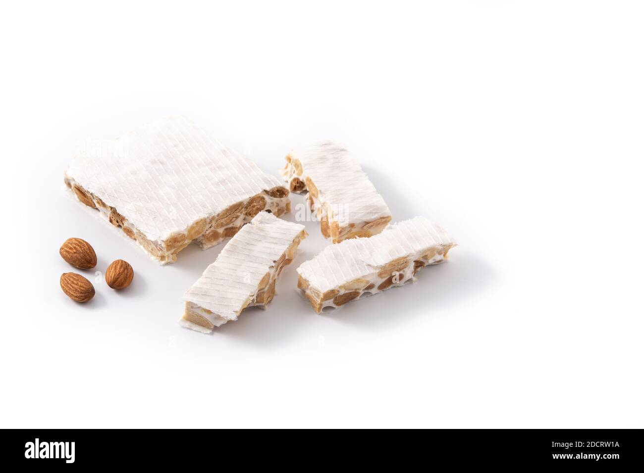 Christmas nougat isolated on white background. Typical spanish dessert ...