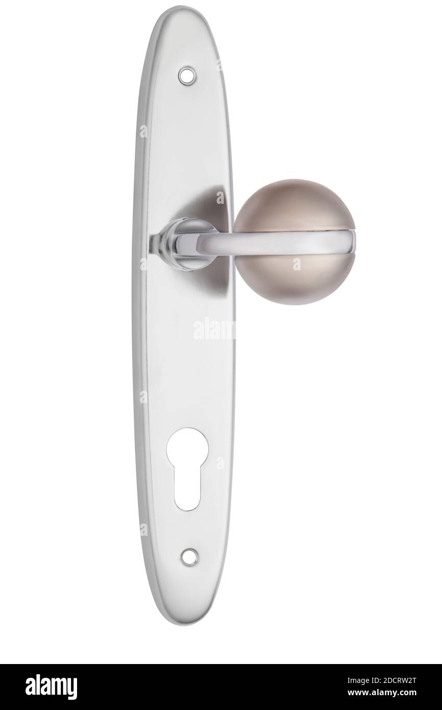 Metal door handle isolated on white background Stock Photo - Alamy