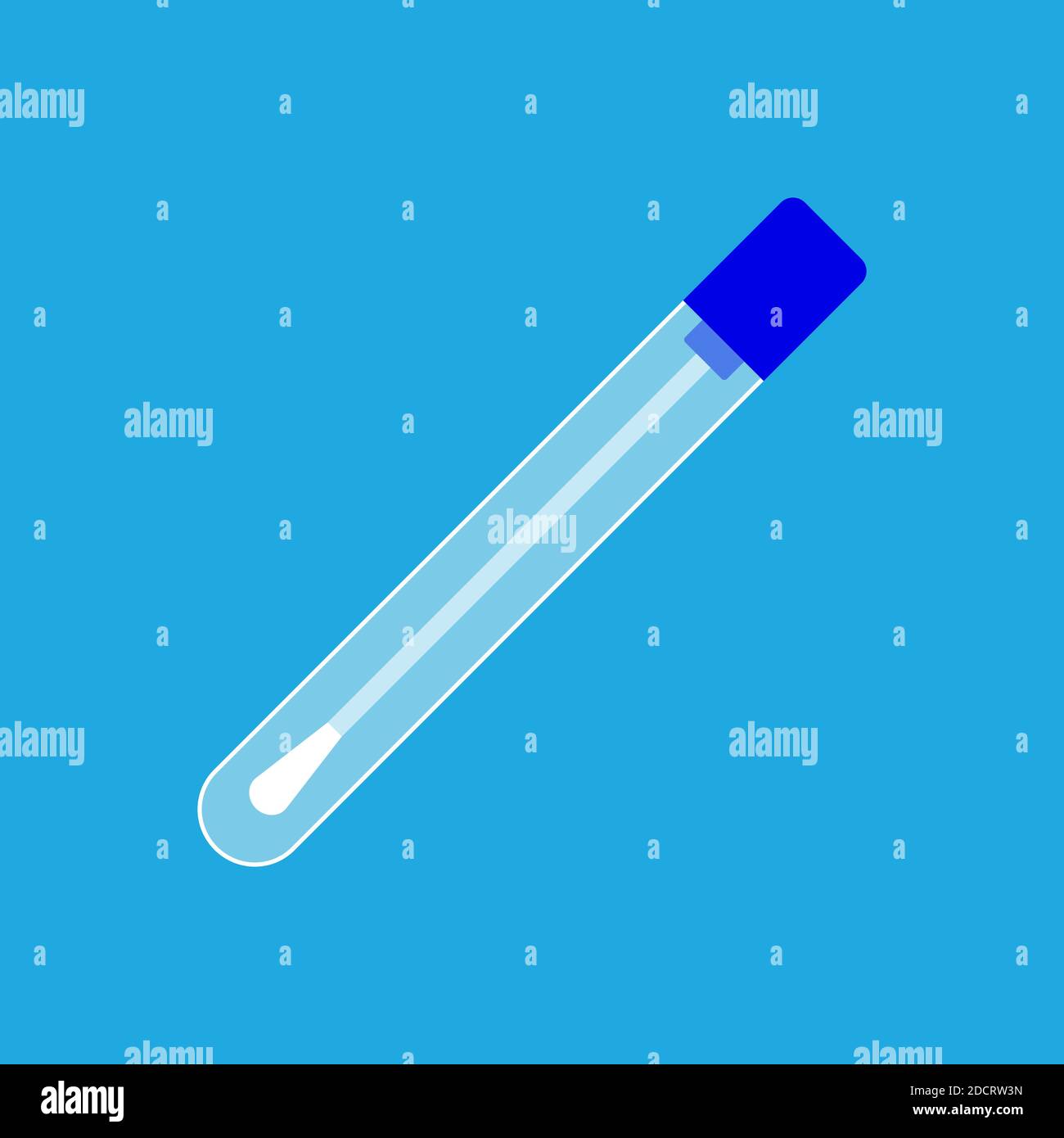 Test tube with swab sample. Coronavirus testing. DNA sample. Cotton ...