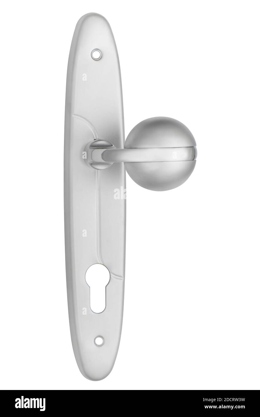 Metal door handle isolated on white background Stock Photo - Alamy