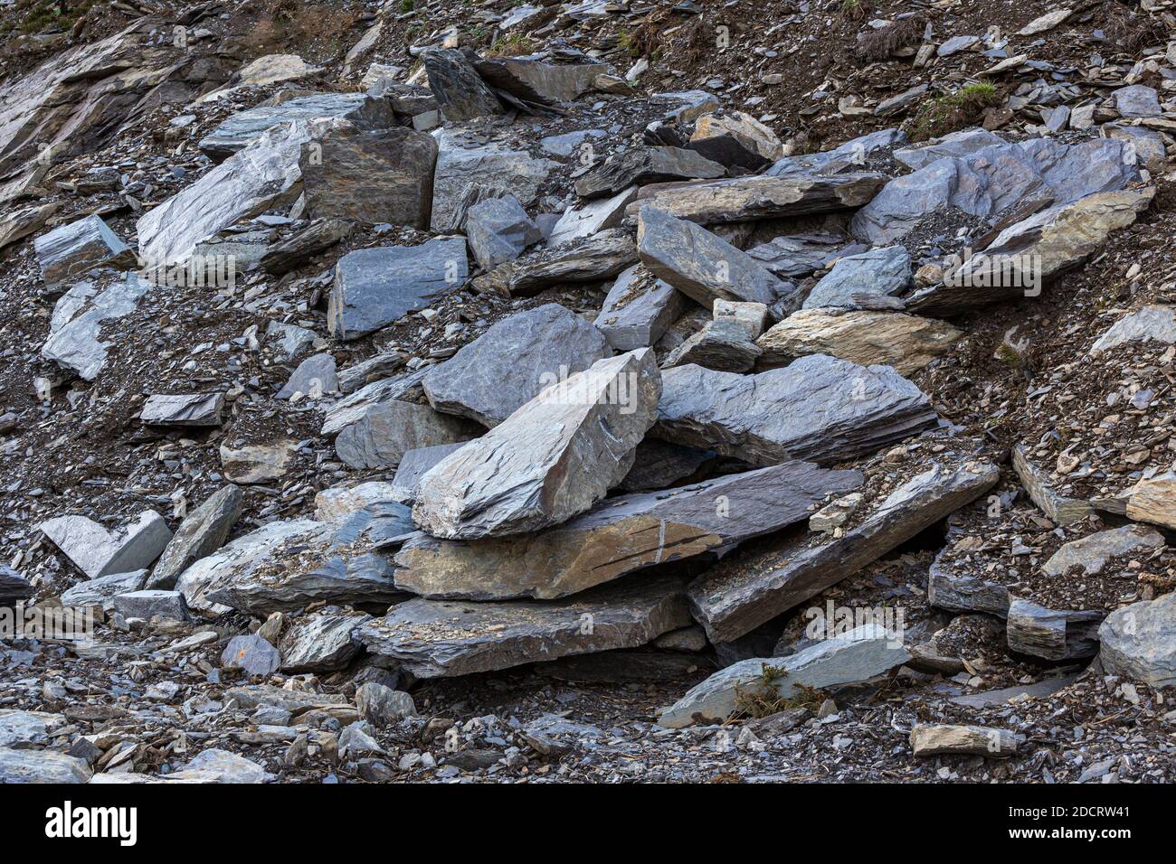 Slabs of slate rock at Valentia Island Quarry, County Kerry, Ireland ...