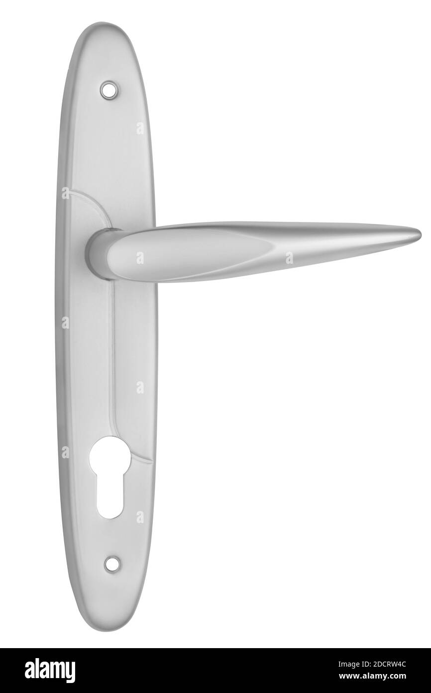 Metal door handle isolated on white background Stock Photo - Alamy