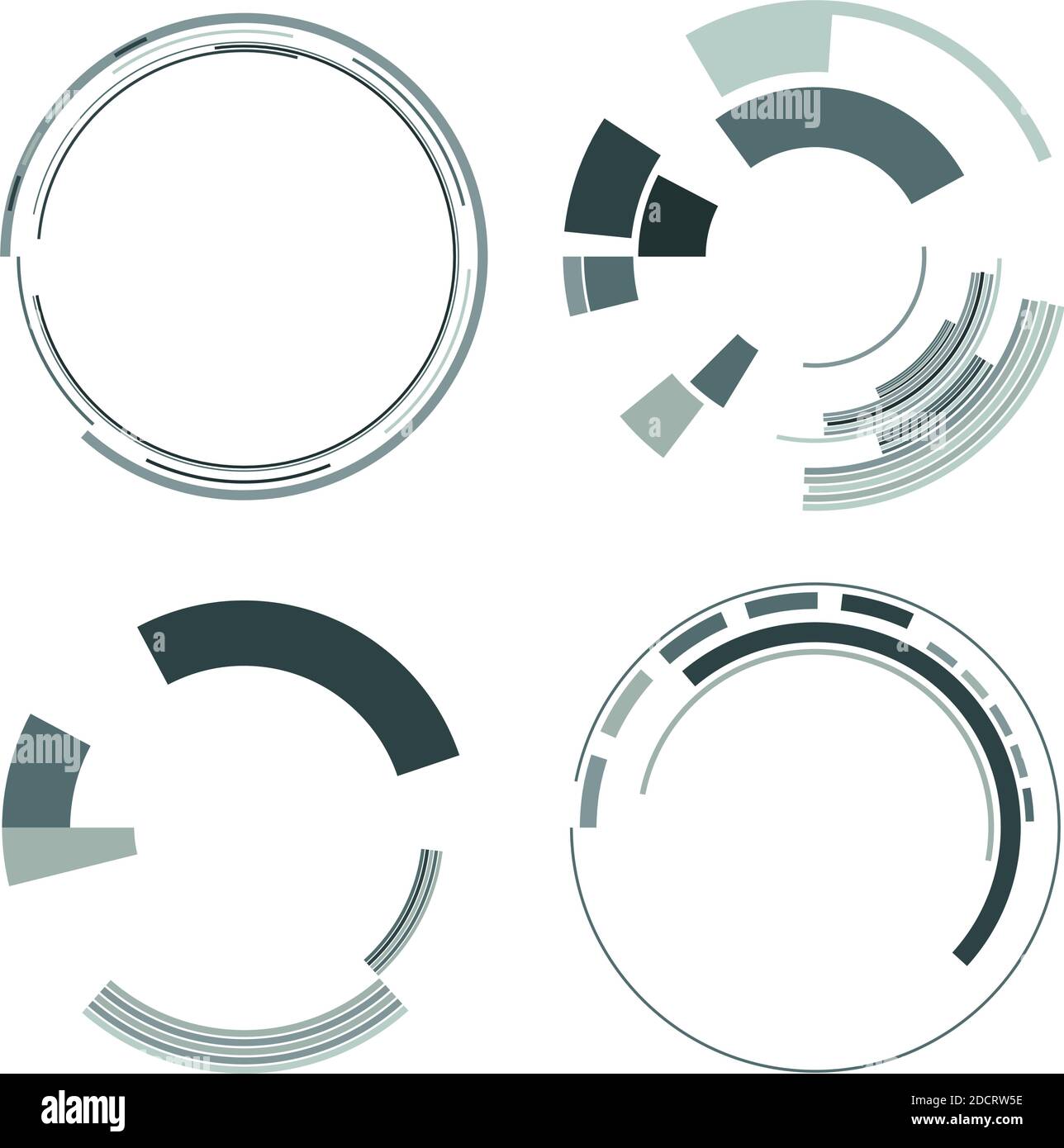 Geometric HUD, sc-fi GUI, UI circular elements. Geometric circle vector ...
