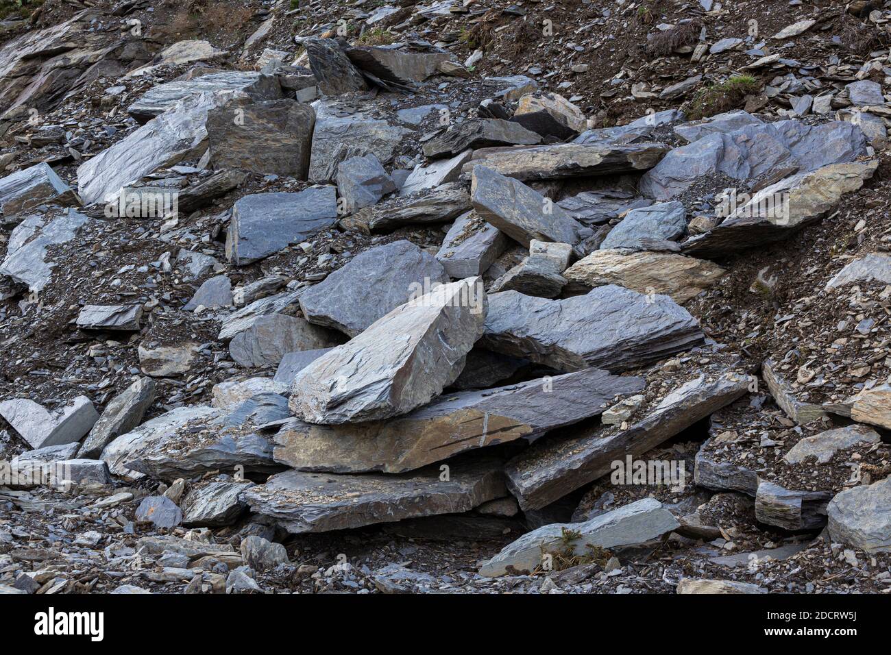 Slabs of slate rock at Valentia Island Quarry, County Kerry, Ireland ...