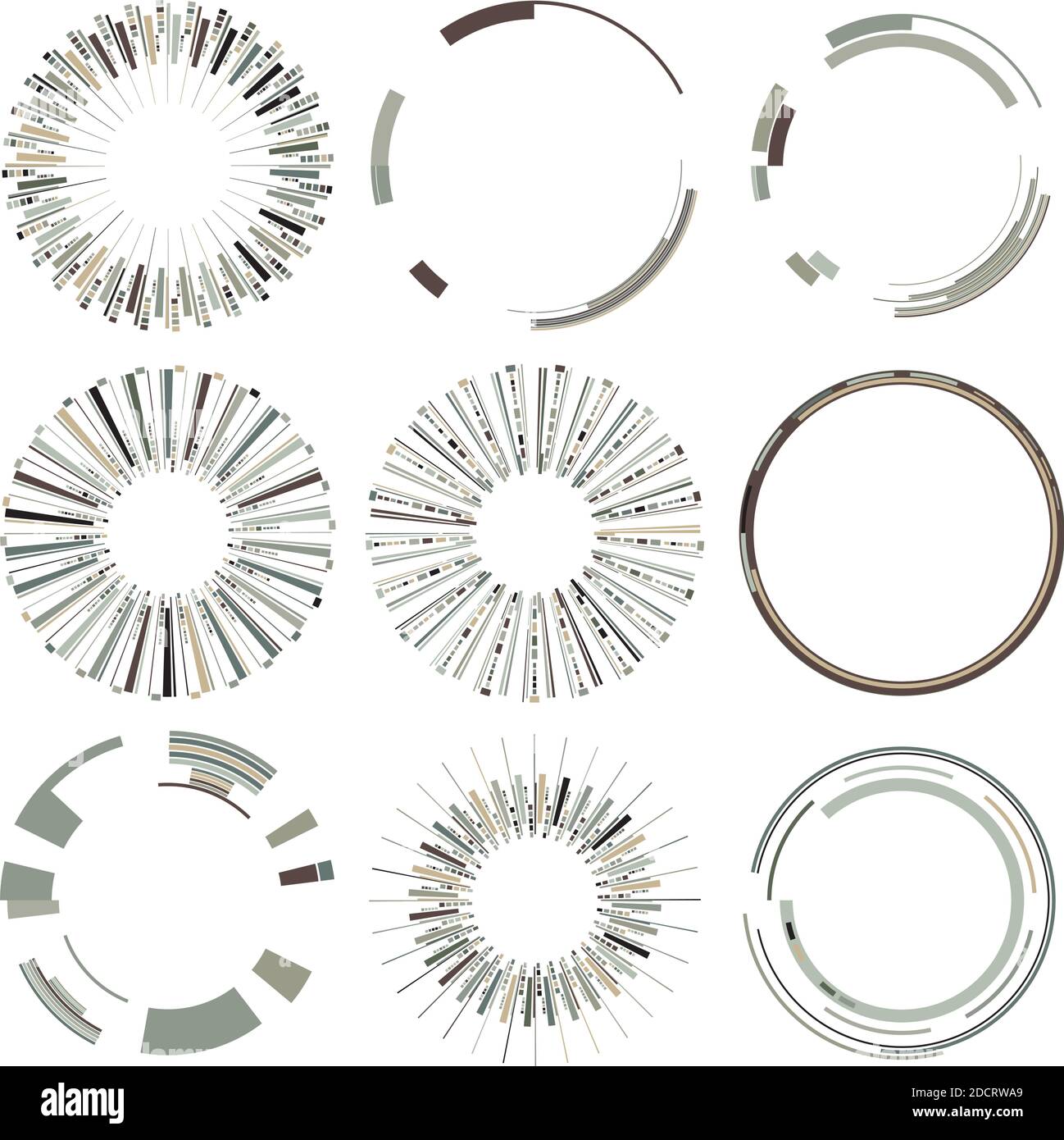 Geometric HUD, sc-fi GUI, UI circular elements. Geometric circle vector ...