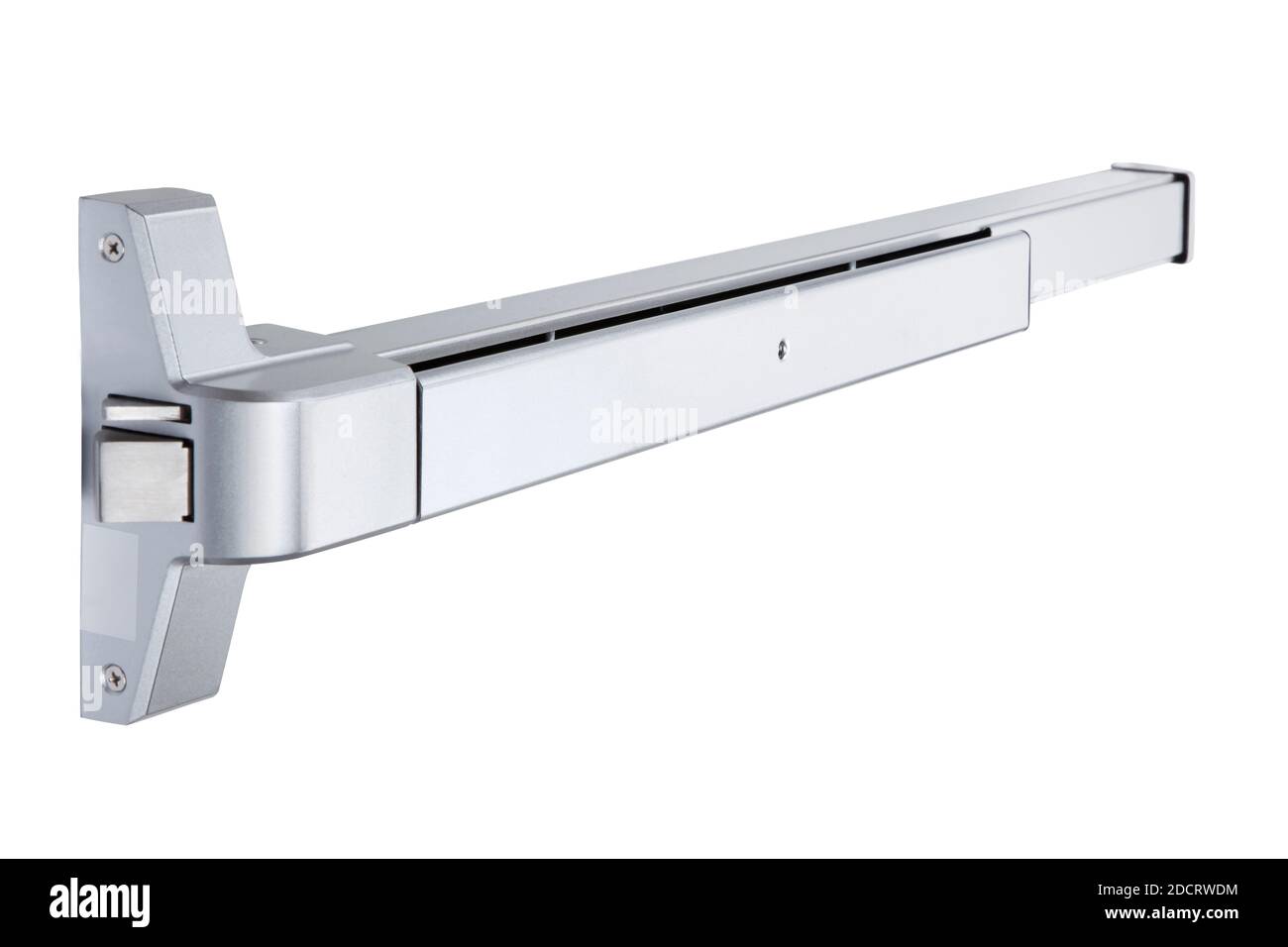 Aluminum door handle isolated on white background. emergency exit door ...