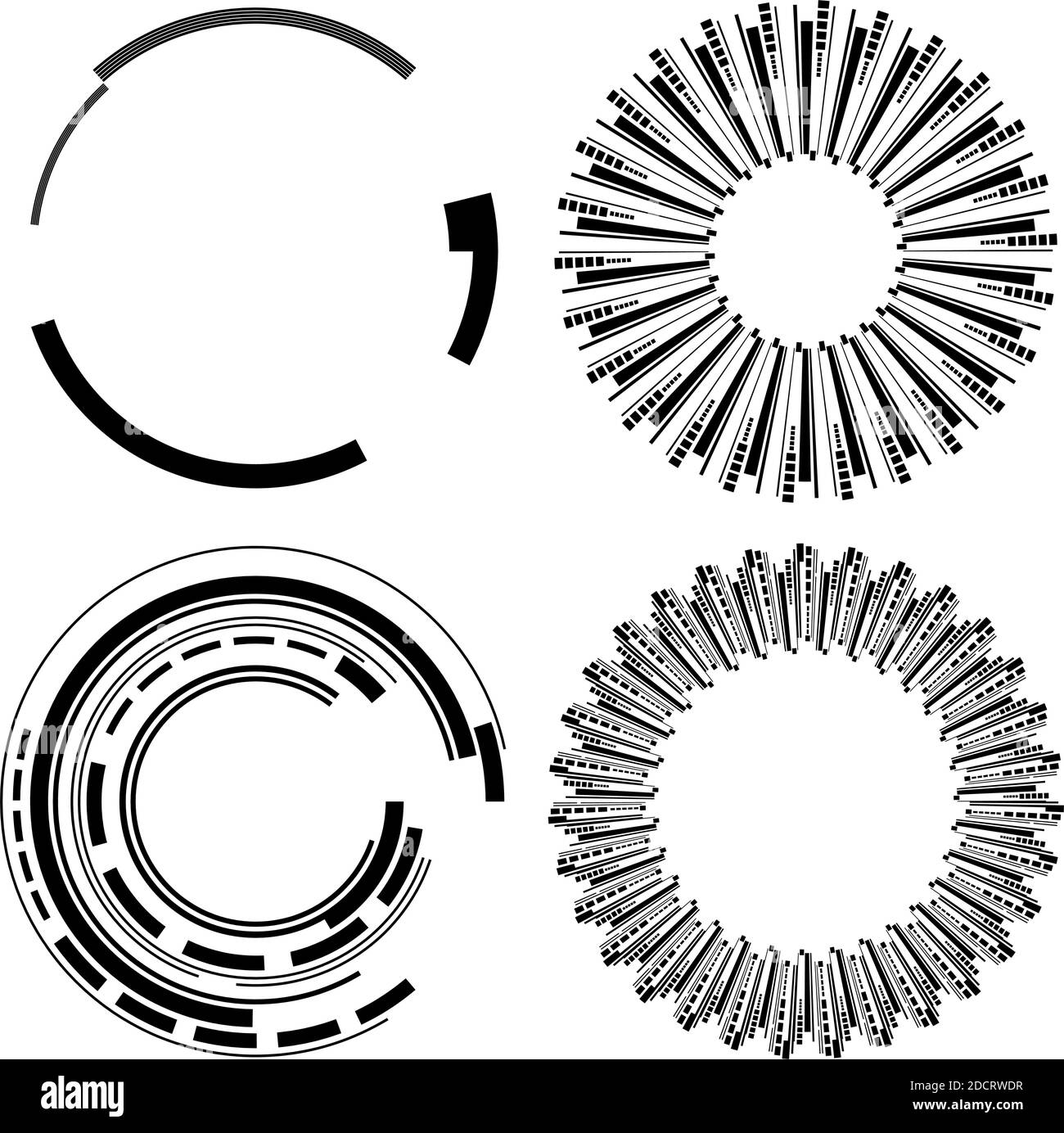 Geometric HUD, sc-fi GUI, UI circular elements. Geometric circle vector ...