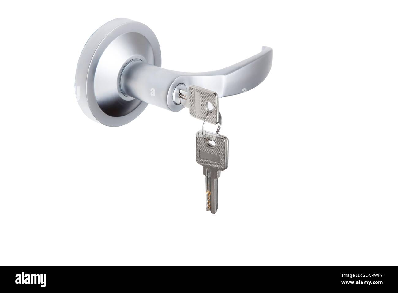 silver door lock on white background Stock Photo - Alamy