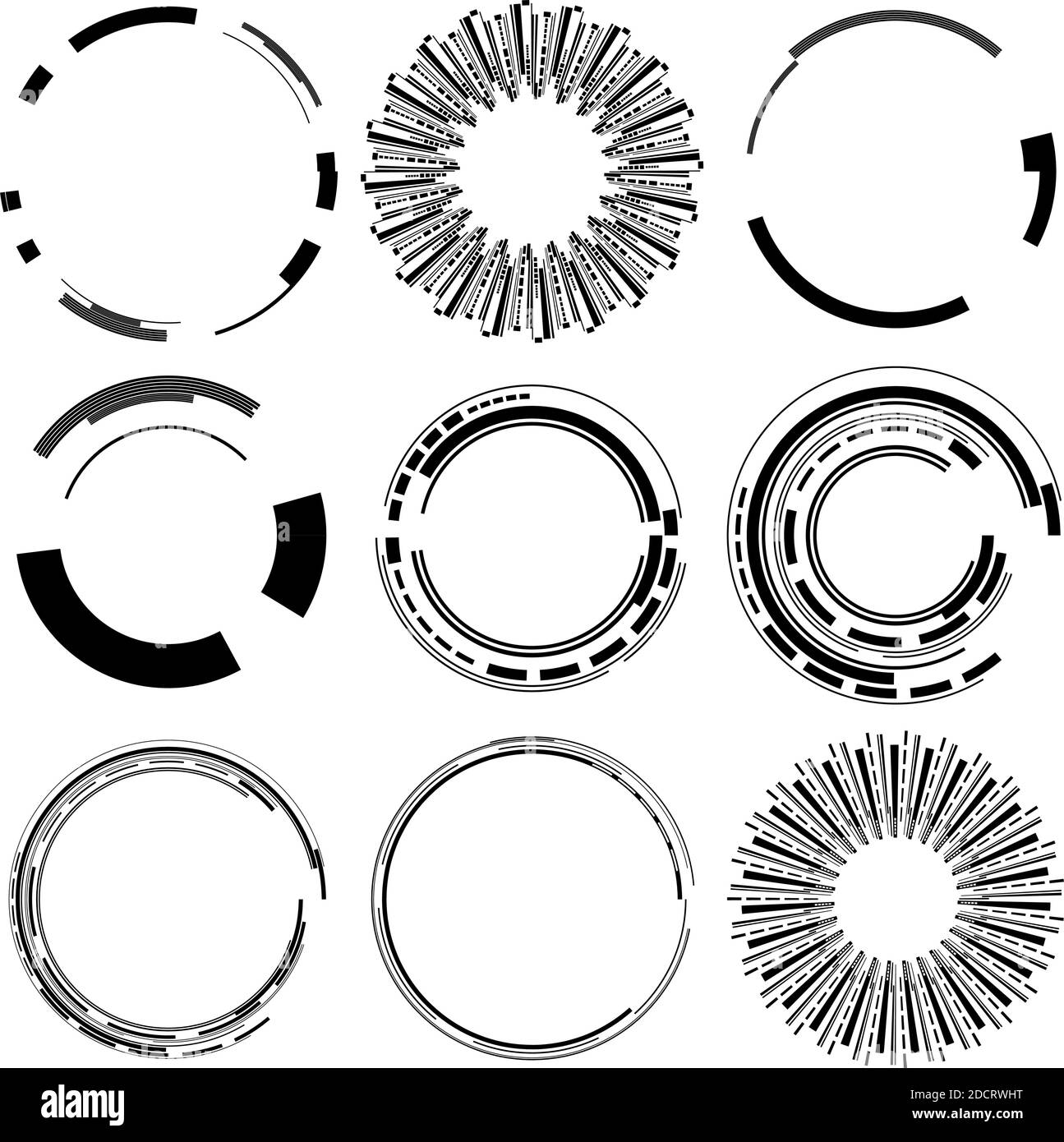 Geometric HUD, sc-fi GUI, UI circular elements. Geometric circle vector ...