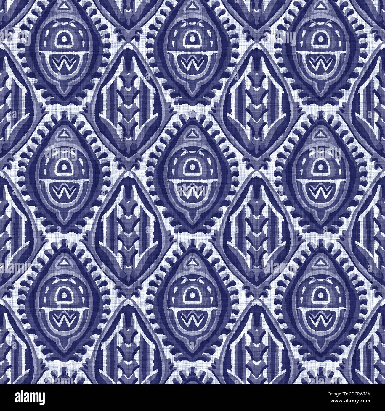 Seamless indigo block print texture. Navy blue woven cotton dyed effect ...