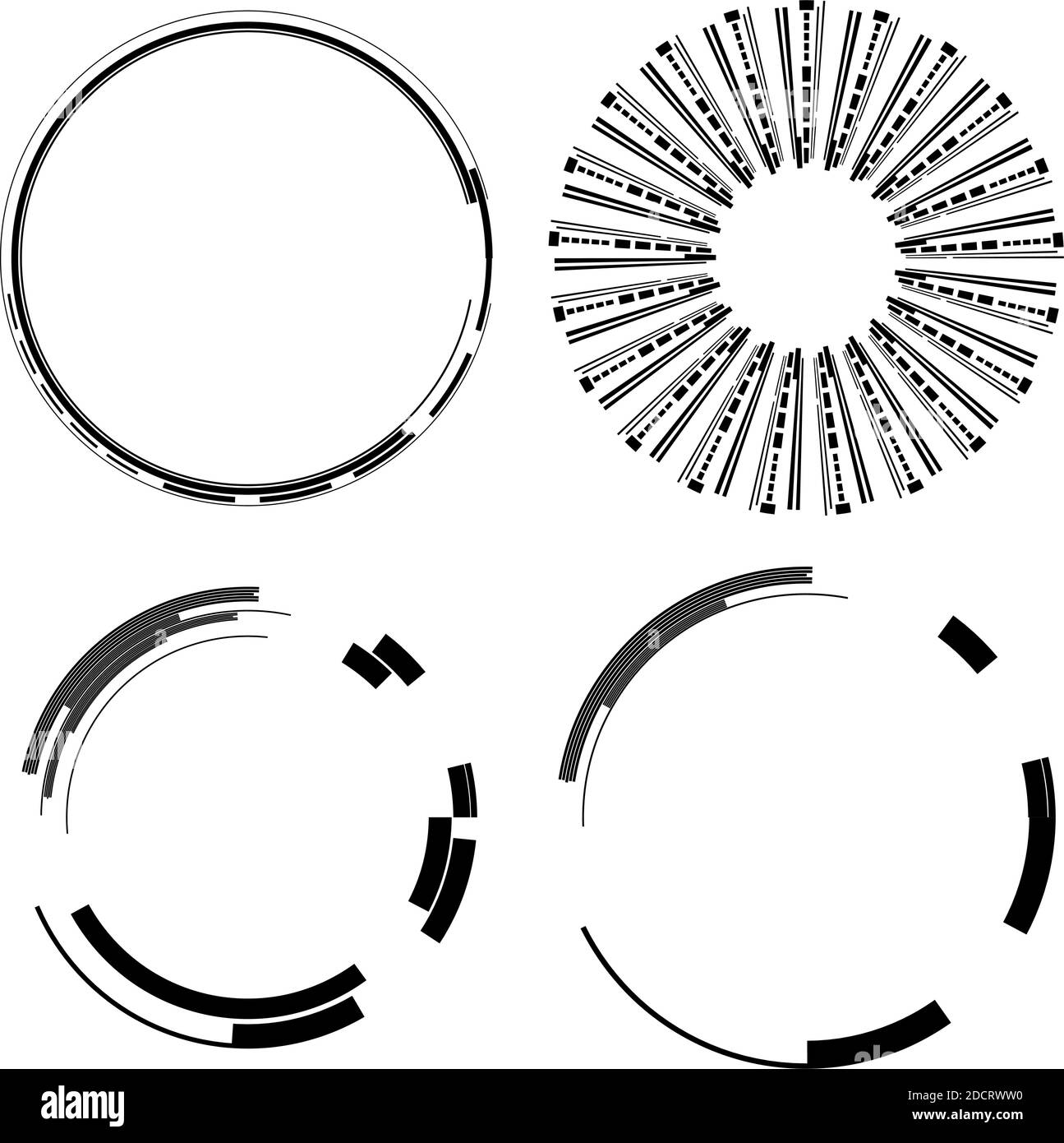 Geometric HUD, sc-fi GUI, UI circular elements. Geometric circle vector ...