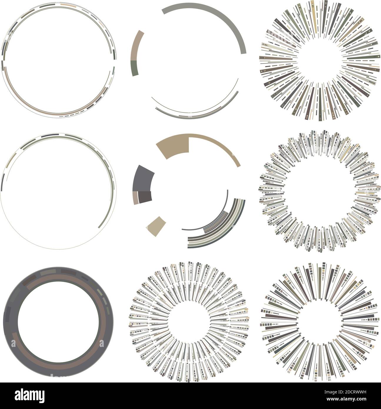 Geometric HUD, sc-fi GUI, UI circular elements. Geometric circle vector ...