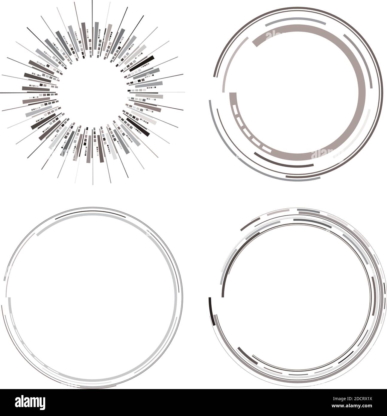 Geometric HUD, sc-fi GUI, UI circular elements. Geometric circle vector ...