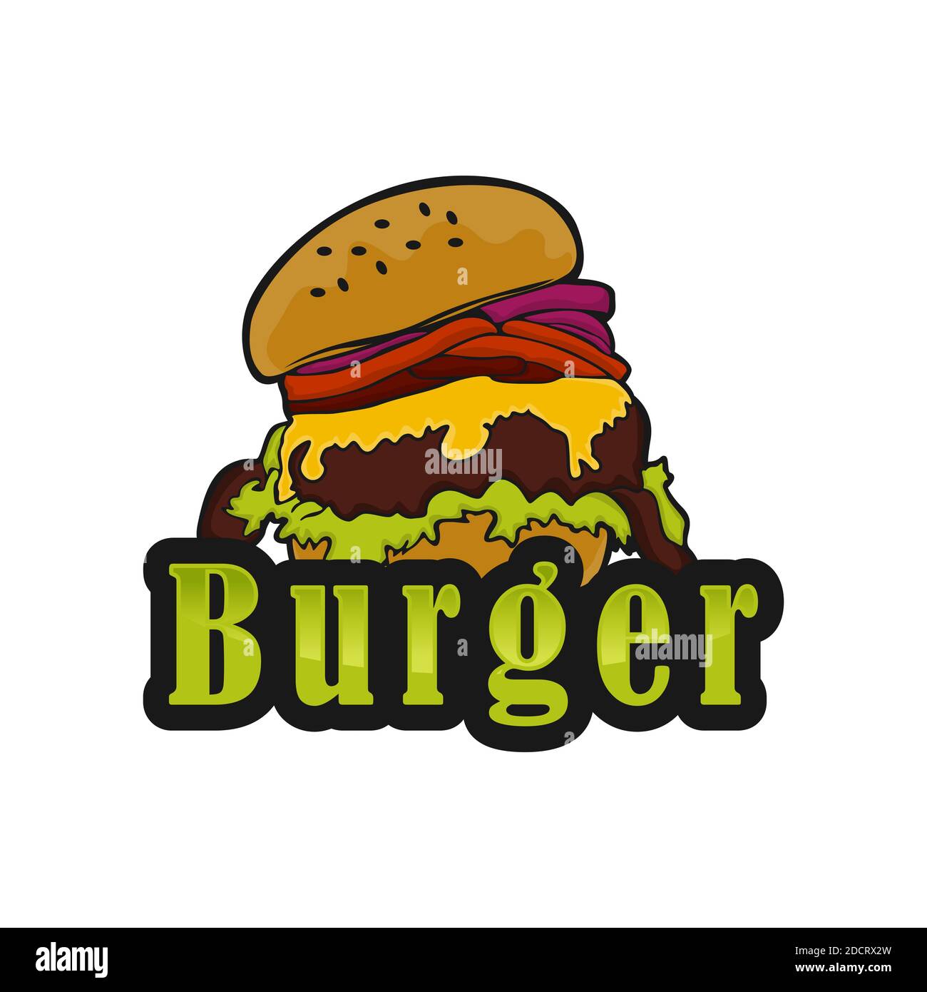 Burger graphic vector image, logo sandwich, lettering.EPS 10 Stock ...