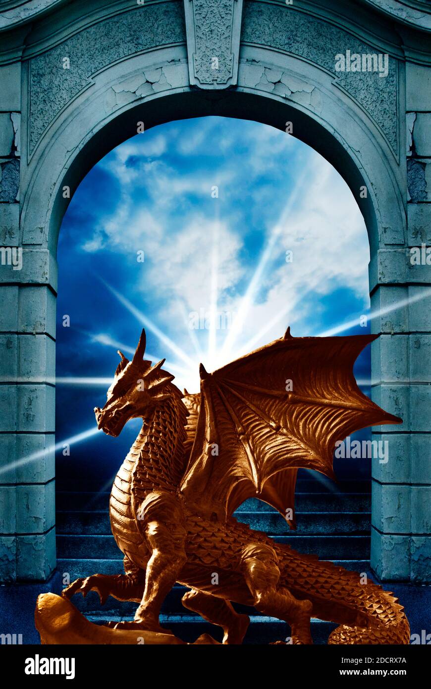 dragon and mystical gate Stock Photo - Alamy