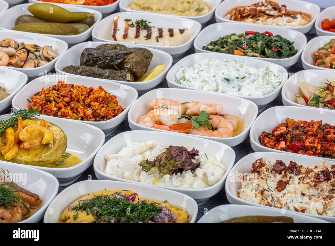 Turkish cuisine appetizers. Balık restaurant meze çeşitleri; Cold ...