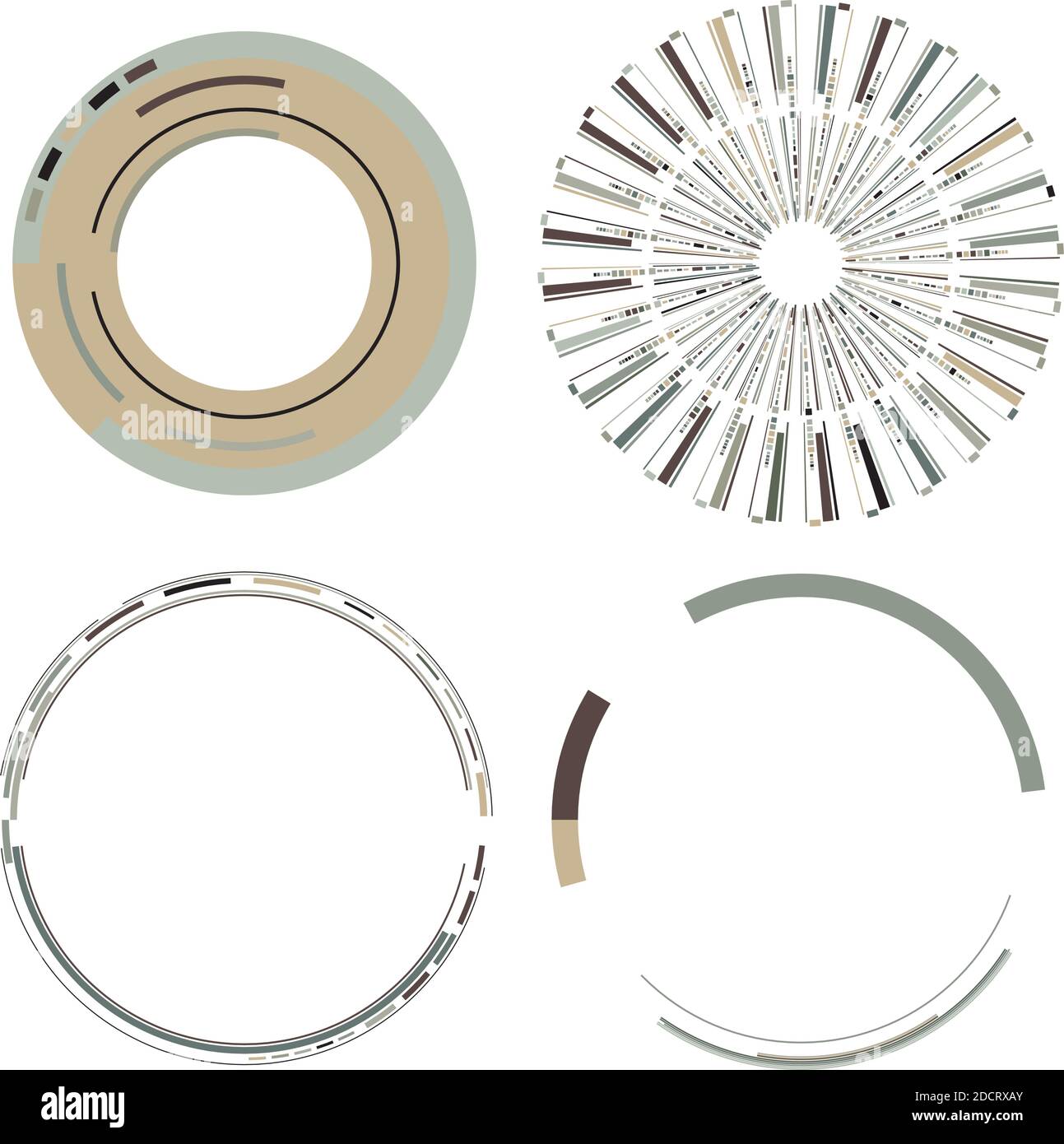 Geometric HUD, sc-fi GUI, UI circular elements. Geometric circle vector ...