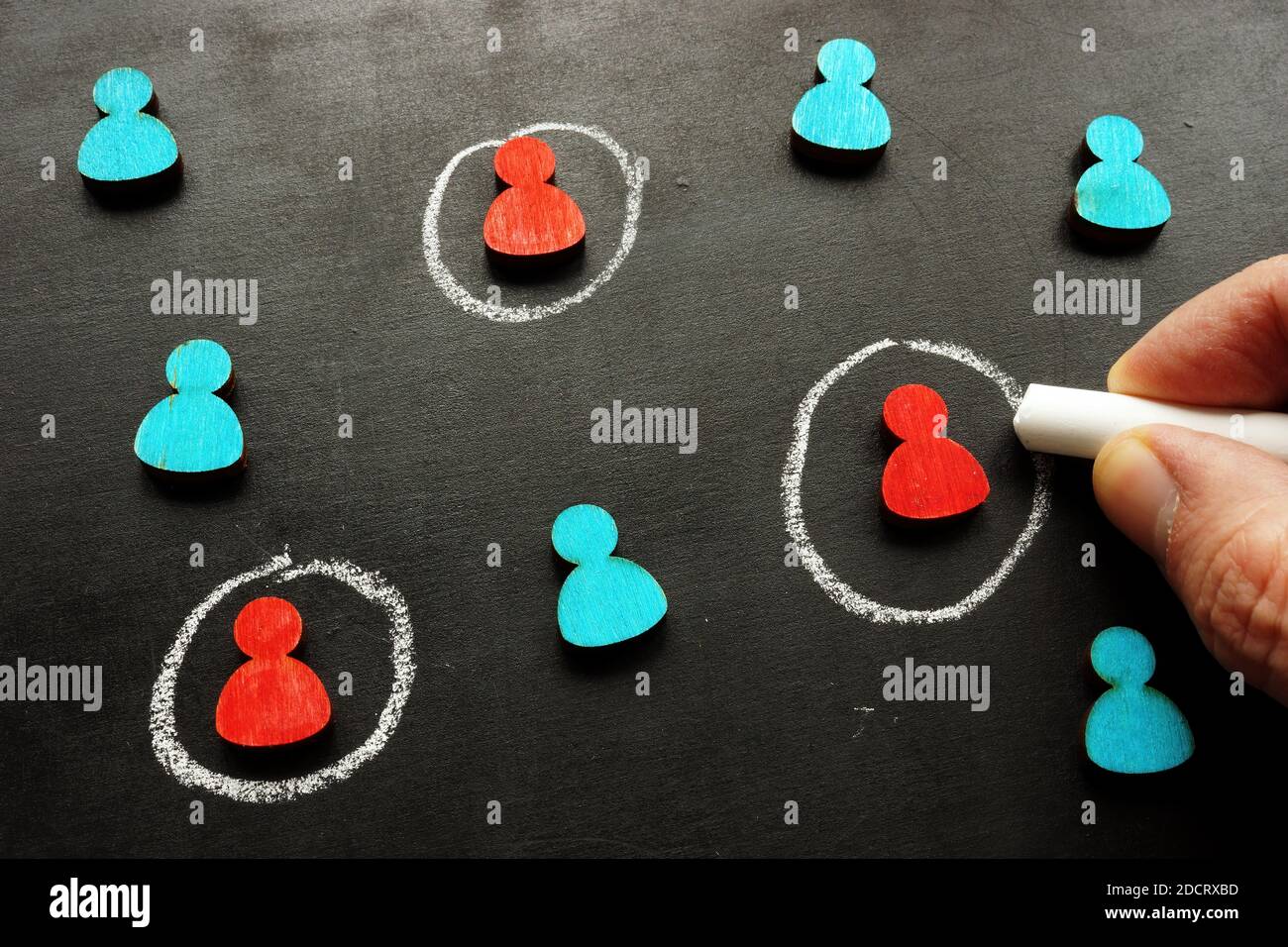 Marketing targeting and customer selection concept. The hand is tracing ...