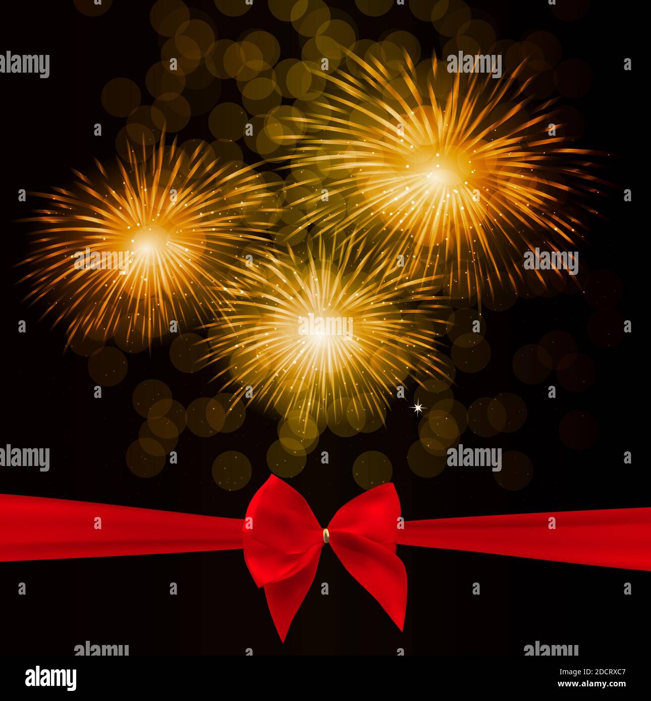 Illustration of Fireworks, Salute with Bow and Ribbon Stock Photo - Alamy