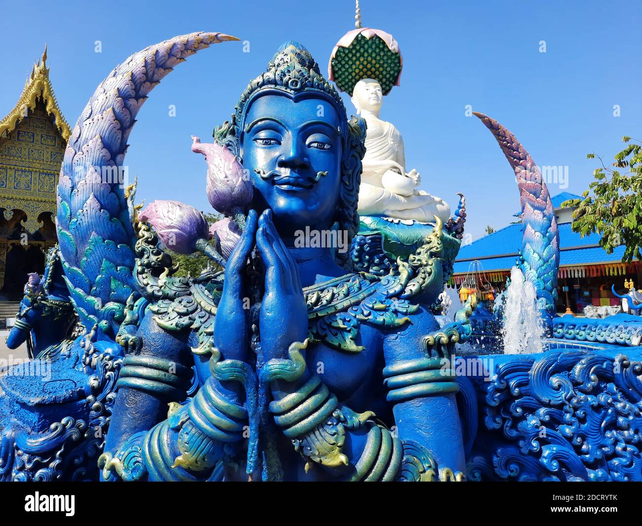 Blue temple Wat Rong Seur Ten Temple in Chiang Rai, Thailand Stock ...
