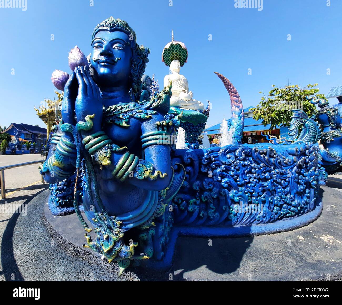 Blue temple Wat Rong Seur Ten Temple in Chiang Rai, Thailand Stock ...