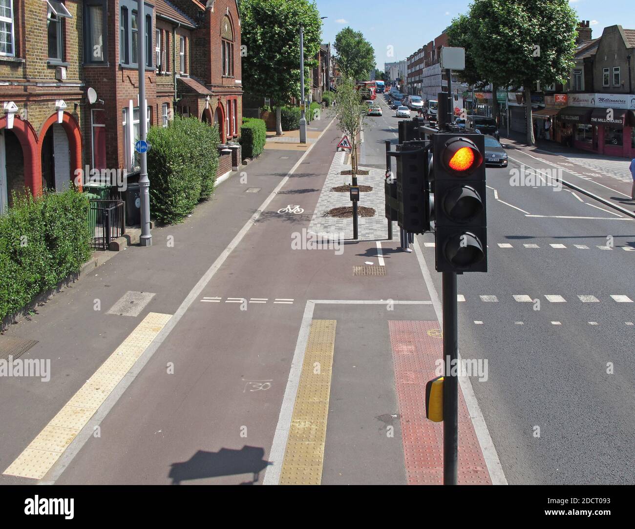 Newly remodelled crossing on Lea Bridge Road, London, UK. Part of ...