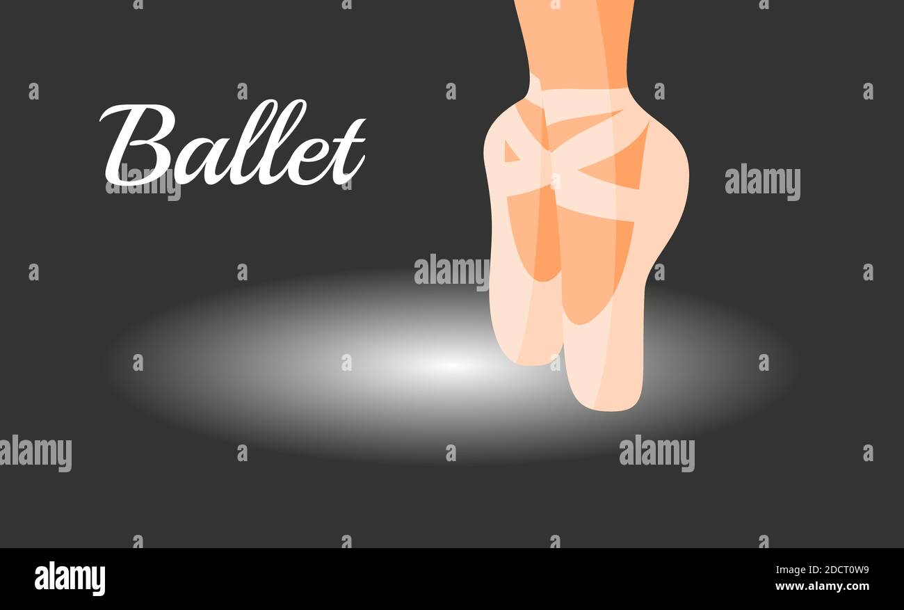 Ballet flat vector illustration. Pointe shoes isolated on dark ...